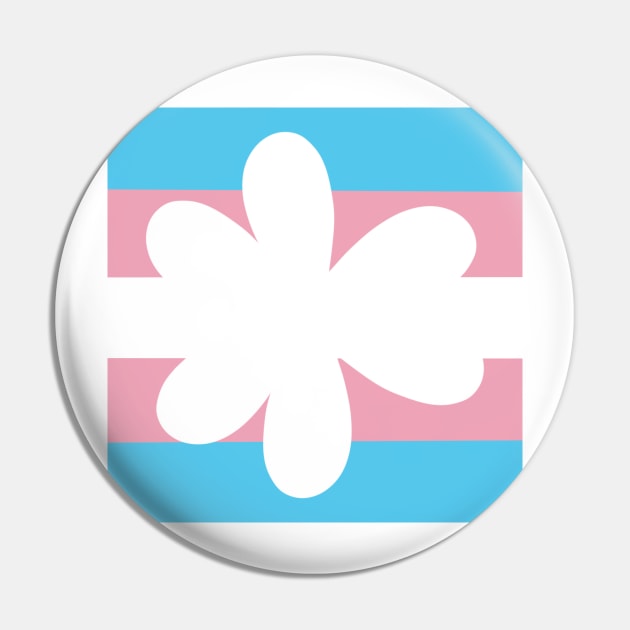 Flower Outline - discreet trans pride flag - Flower - Pin | TeePublic