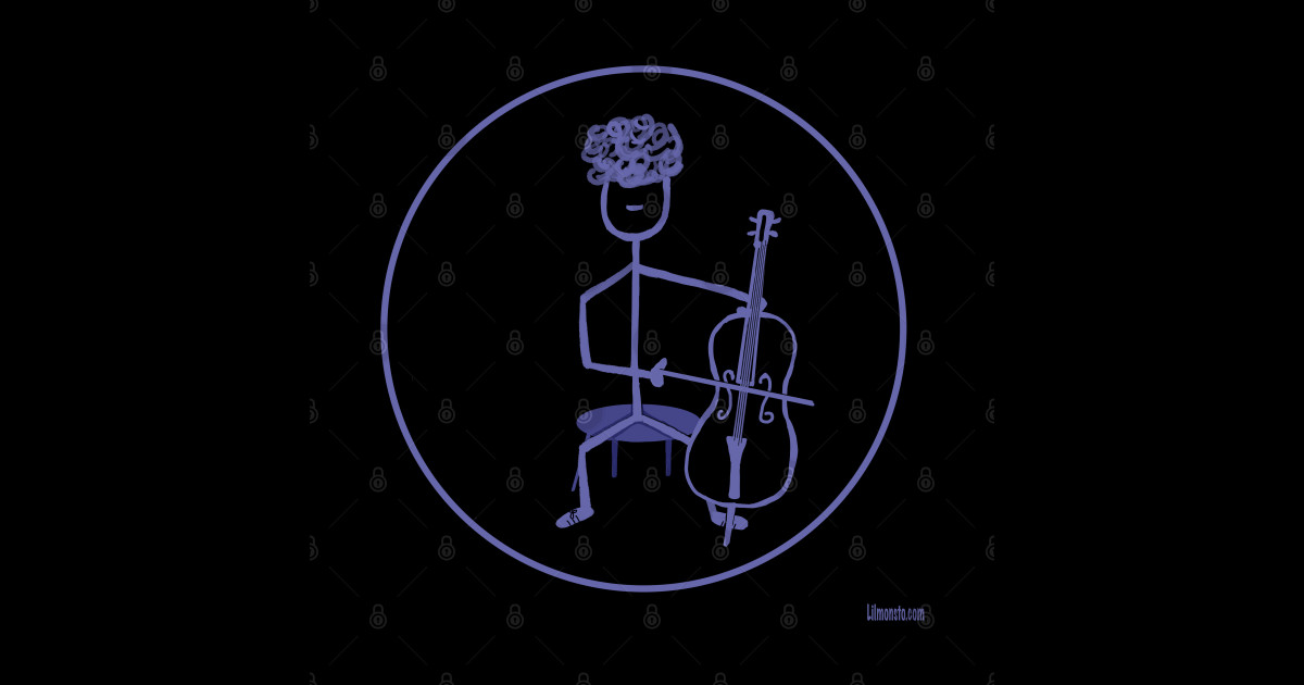 Stick Figure Cello Player 2 - Stick Figure - Sticker | TeePublic