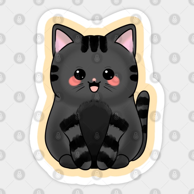 Cute Black Cat - Cat - Sticker | TeePublic
