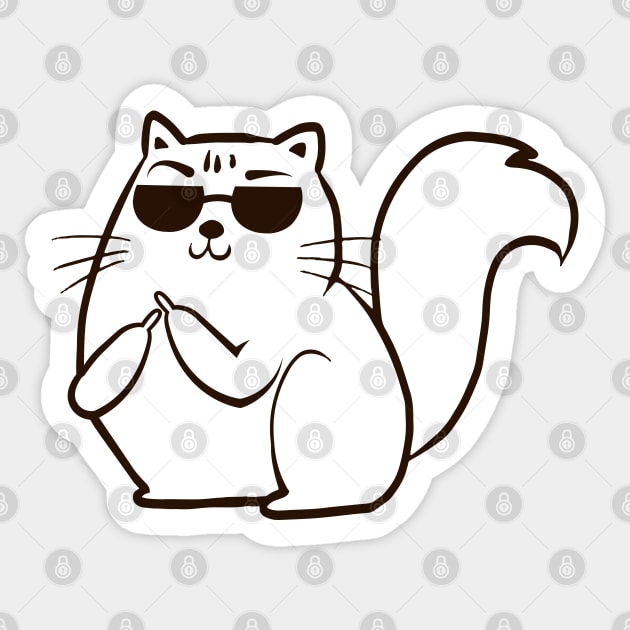 Cat With Middle Finger - Cat - Sticker | TeePublic