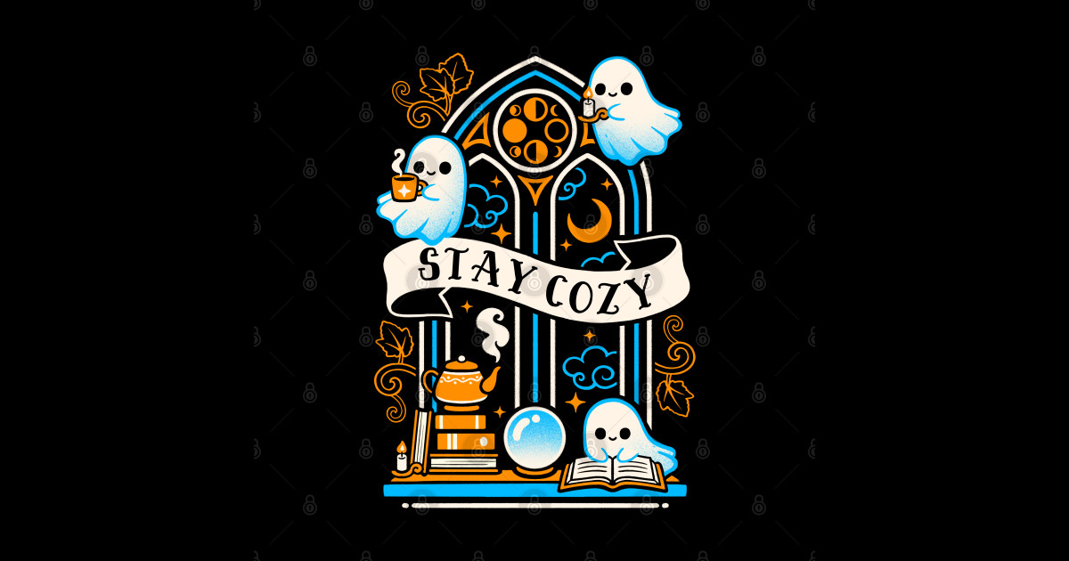 Stay cozy and spooky cute ghosts - Stay Cozy - Sticker | TeePublic