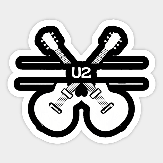 Simple Guitar 90s - U2 - Music - Sticker | TeePublic
