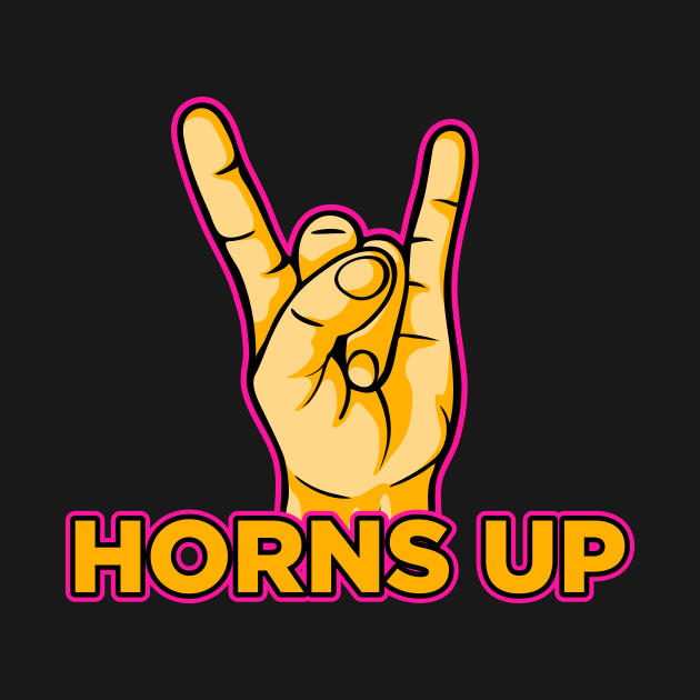 Horns up hand lettering rock and roll art - Music - T-Shirt | TeePublic