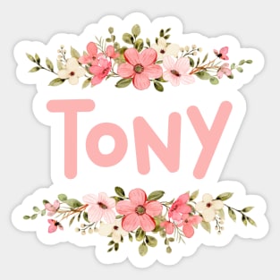 Flower Border Tony Name Label Stickers for Sale | TeePublic