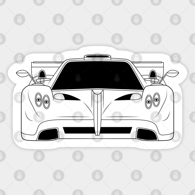 Pagani Zonda Black Outline - Car - Sticker | TeePublic