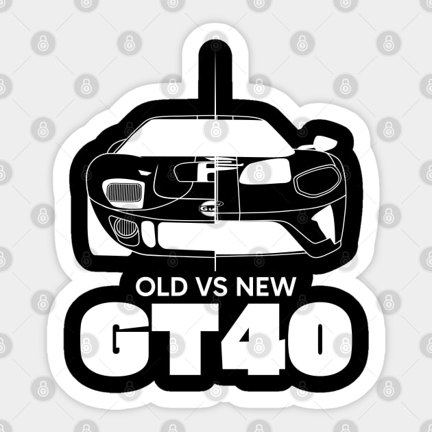 Old vs New GT40 White Outline - Car - Sticker | TeePublic