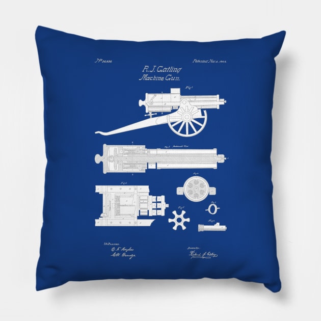 Gatling Gun Patent - 1862 Machine gun - ABpng - Gatling Gun - Pillow ...