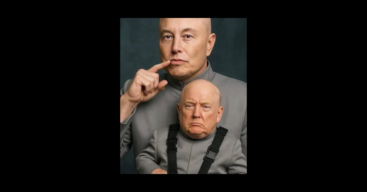 Dr. Evil Elon Musk & Mini Me Trump Meme - Elon Musk Meme - Sticker ...
