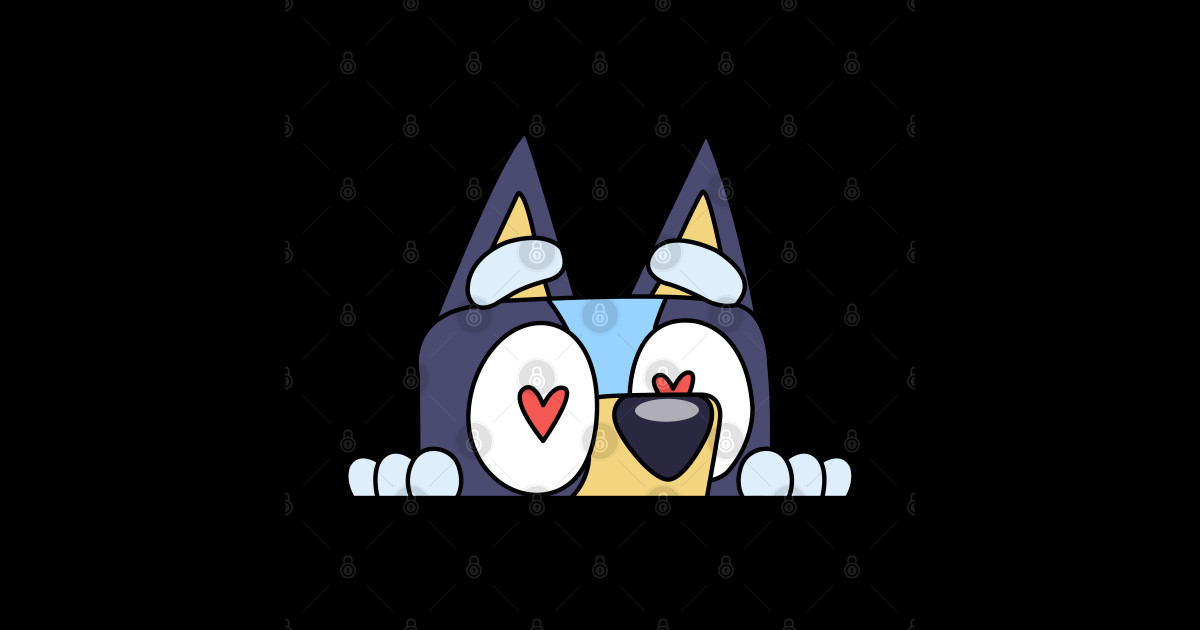 Peeking Bluey in love - Bluey - Sticker | TeePublic