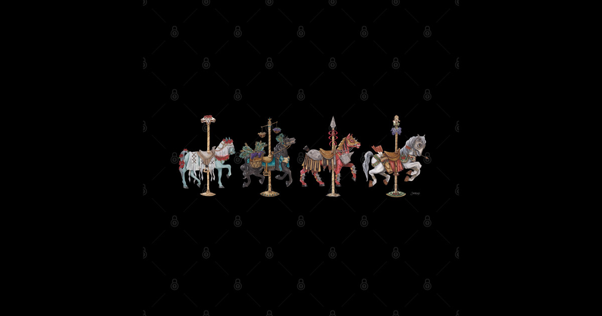 Four Carousel Horses of the Apocalypse Horizontal - Four Horsemen ...