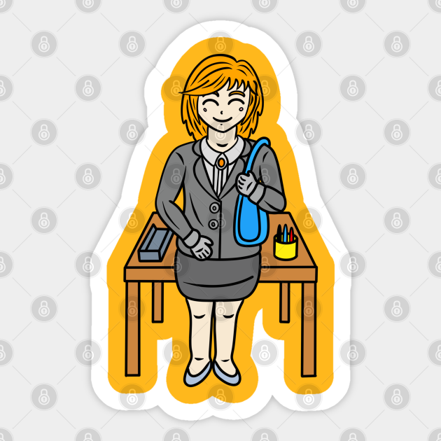 Kawaii chibi office lady - Kawaii Gift - Sticker | TeePublic