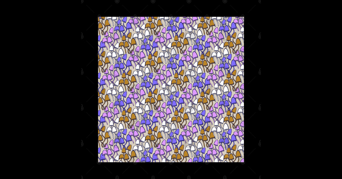 Groovy Weirdcore Shiitake Mushroom pattern in purple, pink and golden ...