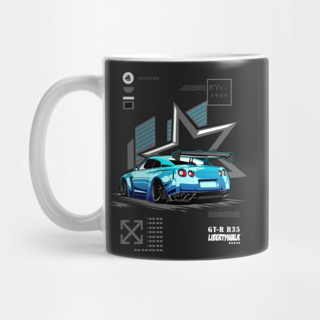 R35 GT-R godzilla jdm vector art - Nissan - Mug | TeePublic