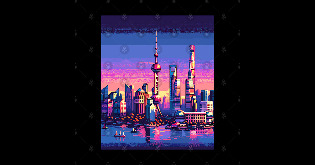 Shanghai Pixel Art - Shanghai - Sticker | TeePublic