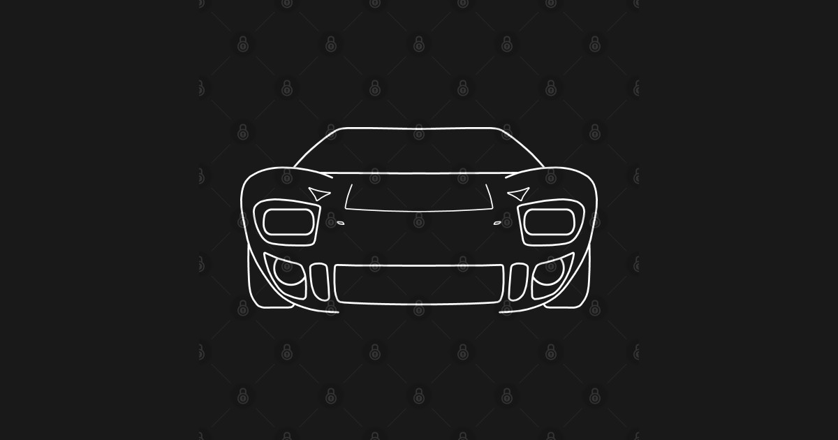 1960s Ford GT40 classic car white outline graphic - Classic Car - T ...