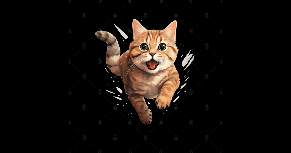 Cat run meme - Cat Run Meme - Sticker | TeePublic