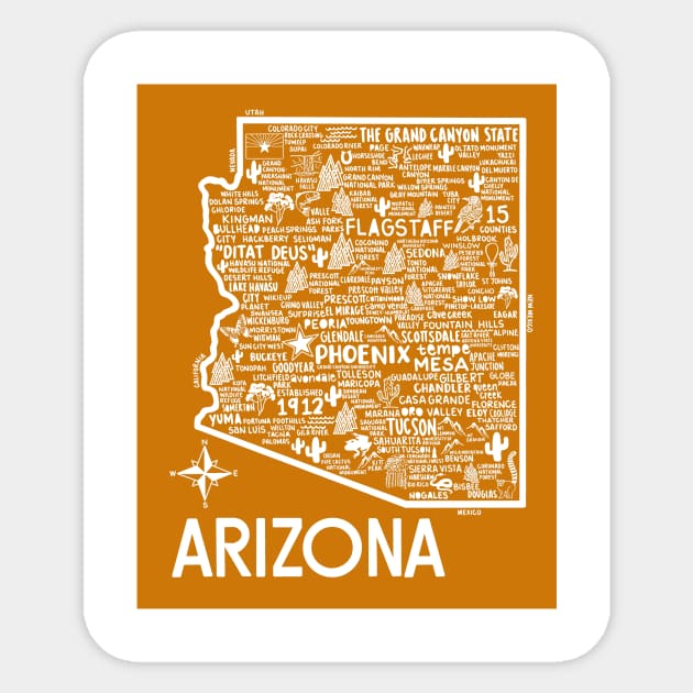 Arizona Map - Arizona - Sticker | TeePublic