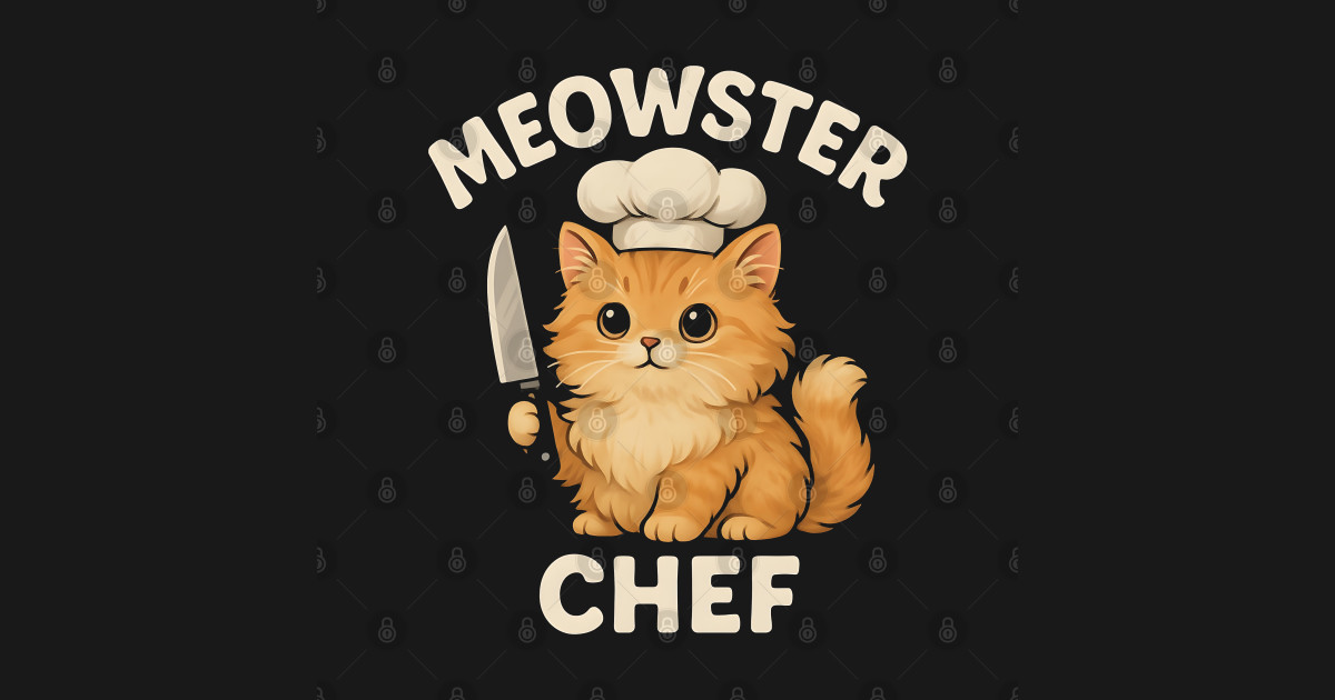 Meowster Chef - Cute Cat Cooking Design with Knife and Hat - Cooking ...
