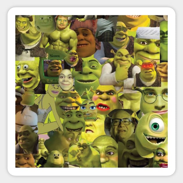 Shrek Meme Collage Shrek Swamped Vintage Cartoon - Shrek - Sticker ...