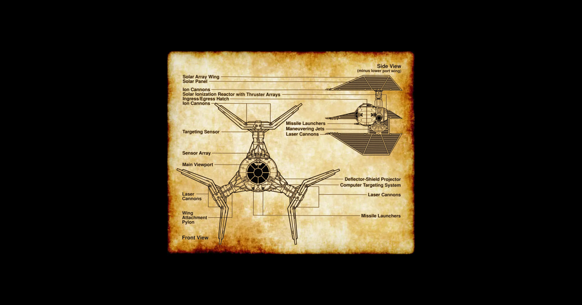 Imperial Defender Parchment Blueprint - Starship - Sticker | TeePublic