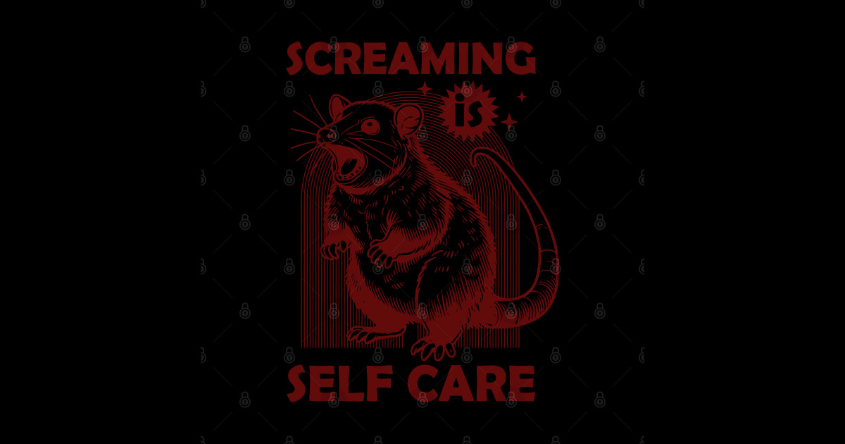 Screaming Is Self Care Funny Raccoon Lover - Funny Raccoon - Sticker ...