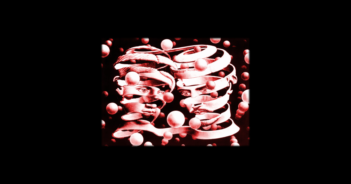 Strip faces - Escher - Sticker | TeePublic