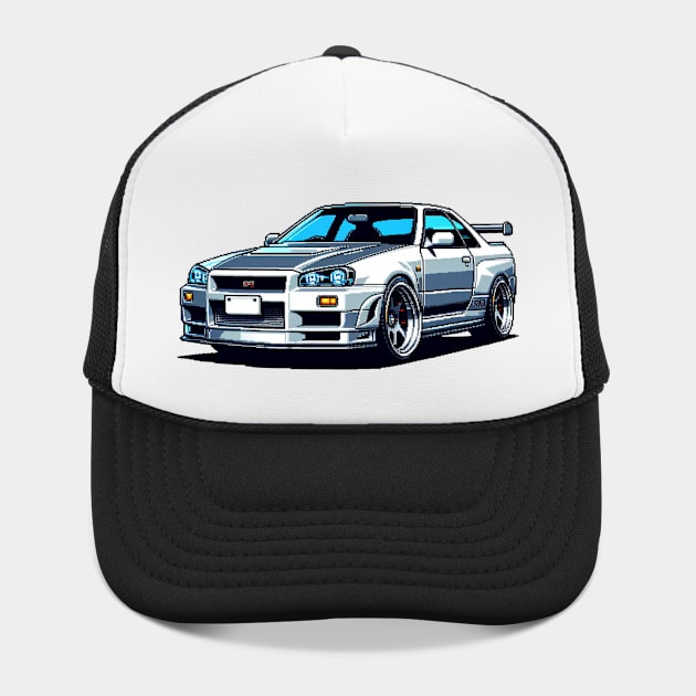 Nissan Skyline GT-R R34 Pixel - Gtr - Hat | TeePublic