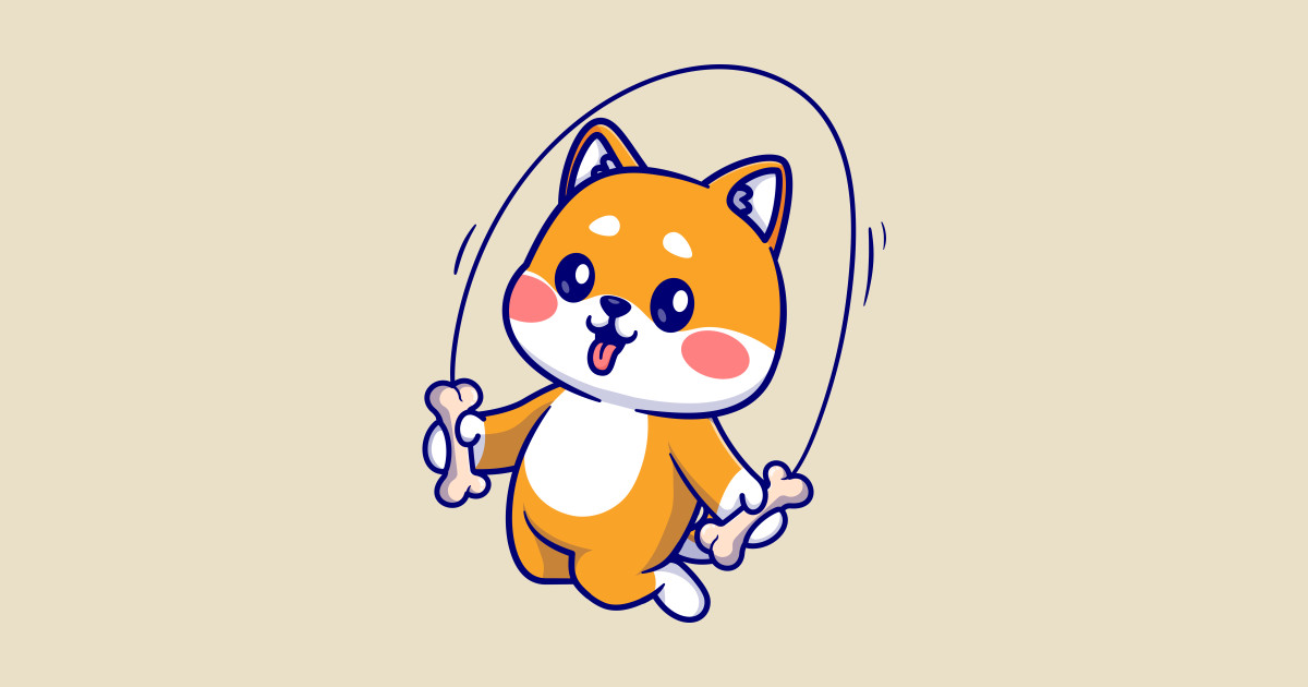 Cute Shiba Inu Dog Playing Bone Jump Rope Cartoon - Cute Shiba Inu Dog ...