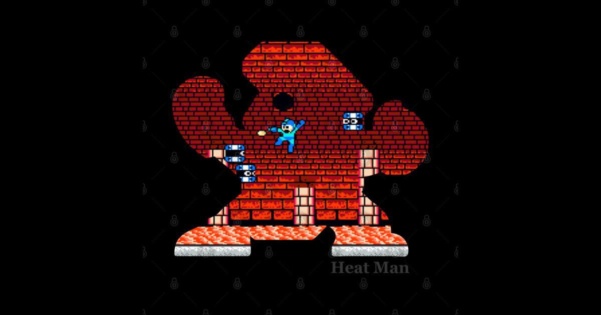 Heat Man Silhouette - Mega Man 2 - Heat Man - Sticker | TeePublic