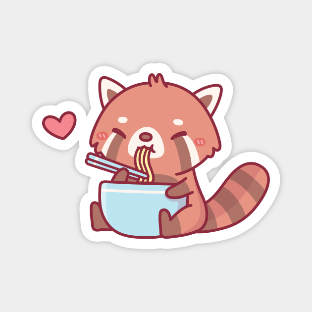 Cute Red Panda Eating Ramen Noodles - Cute Red Panda - Magnet | TeePublic