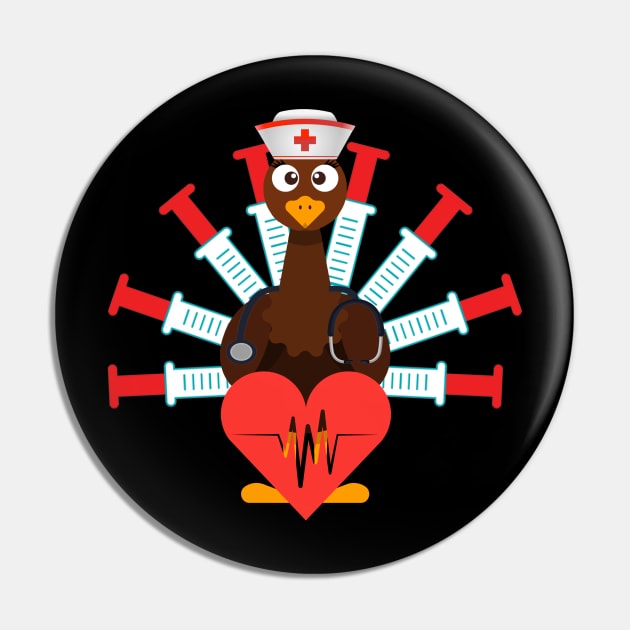 thanksgiving nurse turkey - Thanksgiving Nurse Turkey - Pin | TeePublic