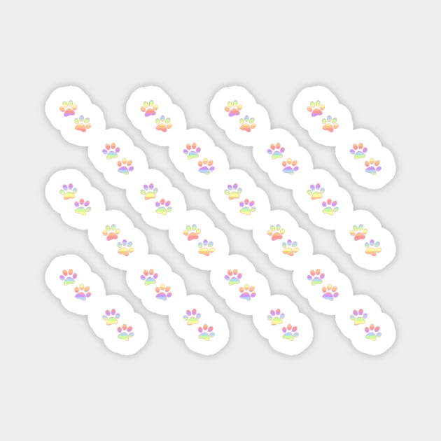 Mini Pastel Rainbow Horizontal Striped Paw Prints - Paw Print - Magnet ...