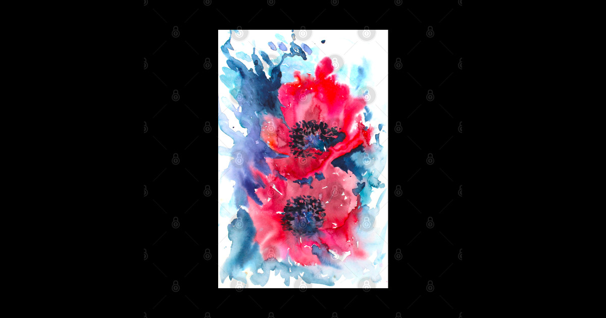 Pink Poppy flowers Watercolor Painting - Poppy - Sticker | TeePublic