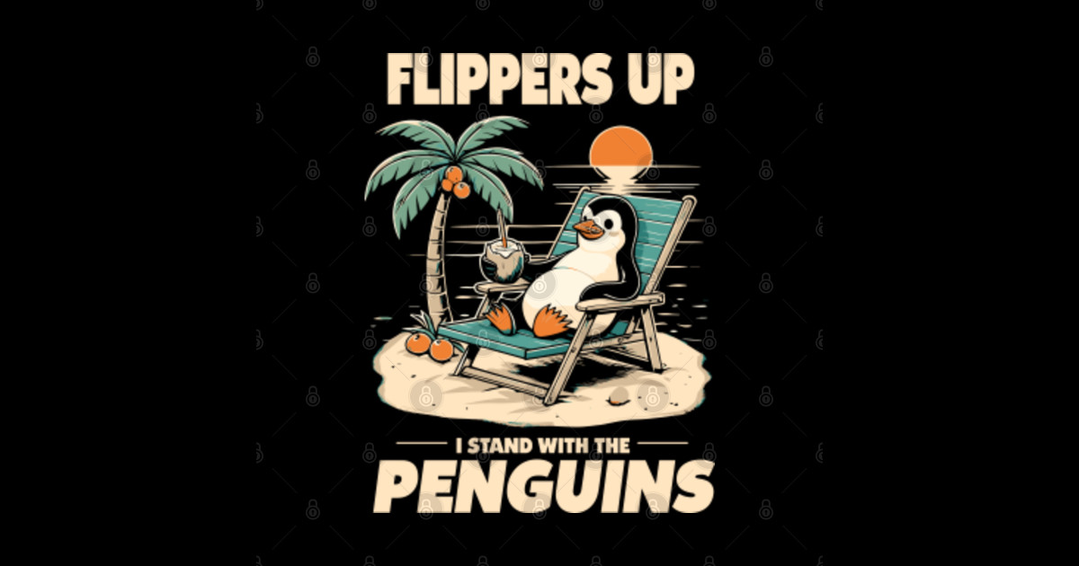 Flippers Up - I Stand With The Penguins - Flippers Up - Sticker | TeePublic
