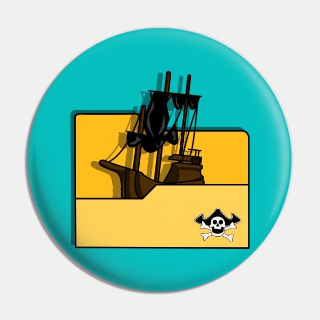 Pirate Ship Folder Icon - Pirate Ship - Pin | TeePublic