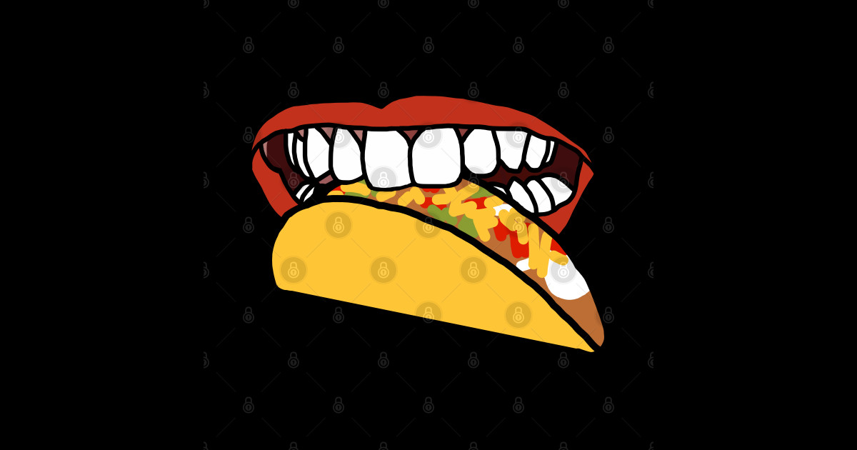Food For Mouth With Red Lips and White Teeth Eating Taco - Food ...