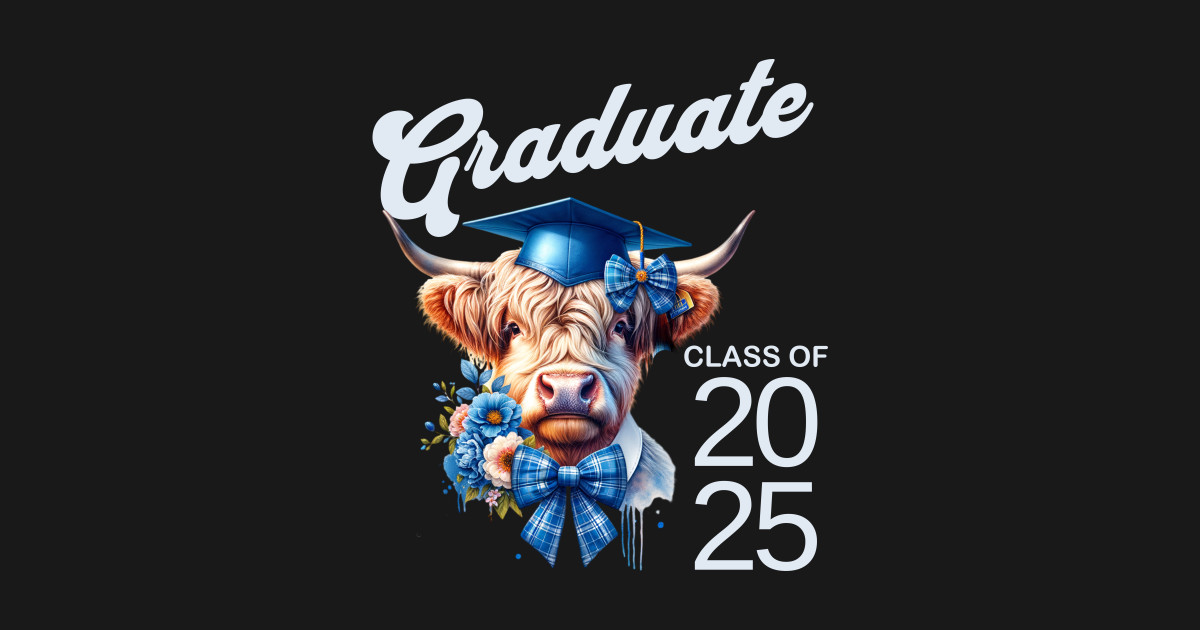 Graduate 2025 Highland Cow Aesthetic - Graduate 2025 - T-Shirt | TeePublic