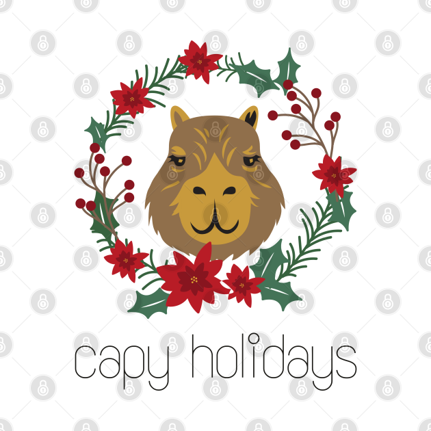 CAPY Holidays, Christmas Capybara illustration - Holiday Capybara - T ...