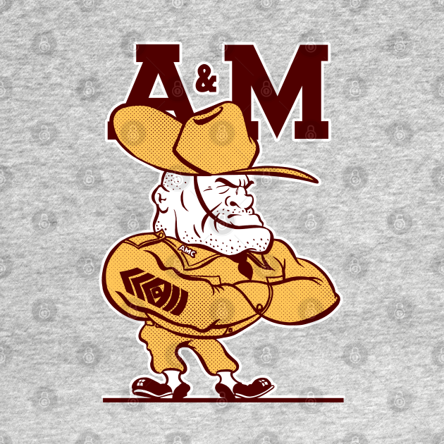 Vintage Texas A&M Aggies mascot - Ol' Sarge halftone - Texas - T-Shirt ...
