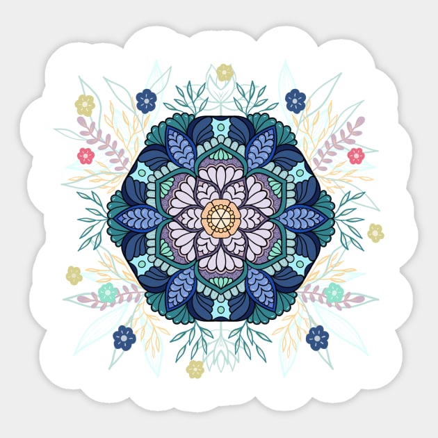 Floral mandala art - Mandala Design - Sticker | TeePublic
