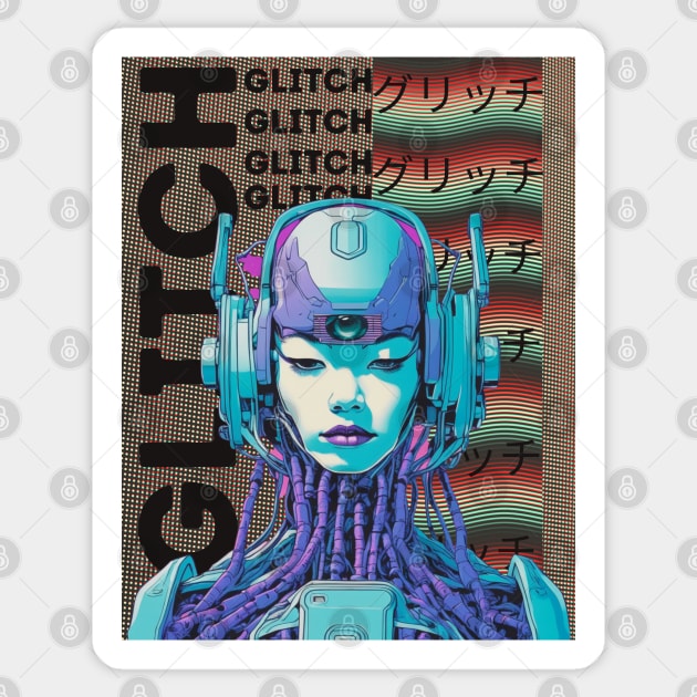 aesthetic cyberpunk cyborg girl - Glitch Aesthetic - Sticker | TeePublic