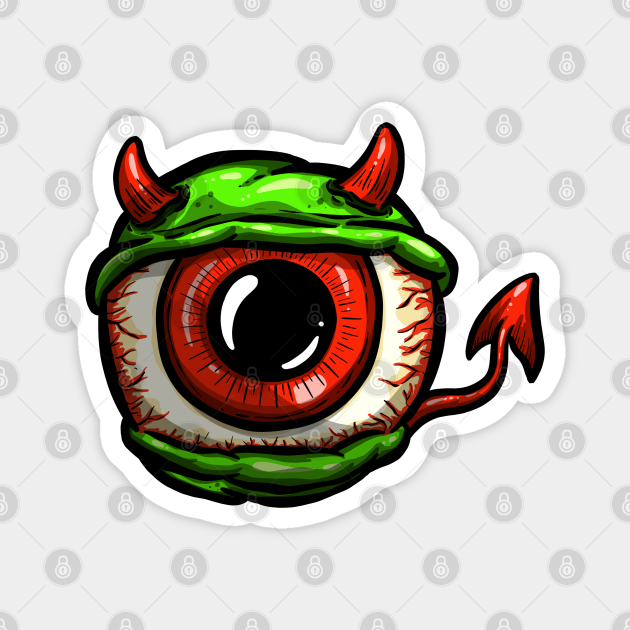 Eyeball Devil Rockabilly Tattoo Cartoon Style Eye - Eyeball - Magnet ...