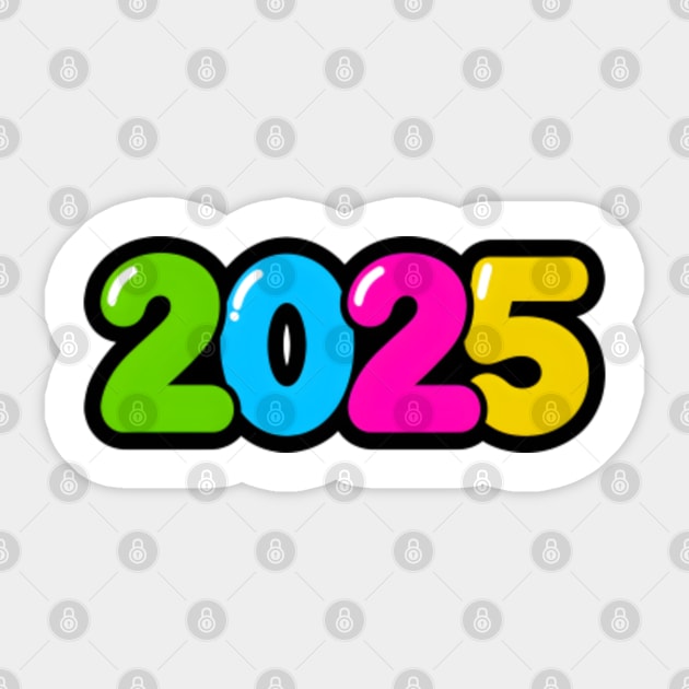 Vibrant Bubble Numbers 2025 Design - 2025 Happy New Year - Sticker ...