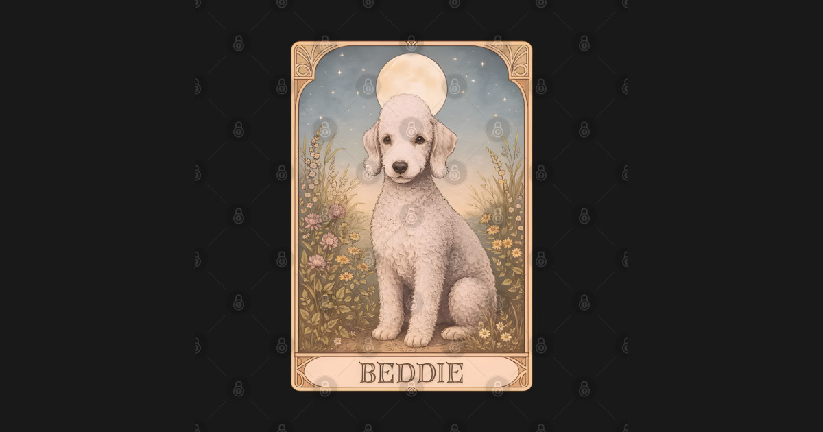 Bedlington Terrier Tarot Card - Cute Beddie Dog Art - Dog - T-Shirt ...