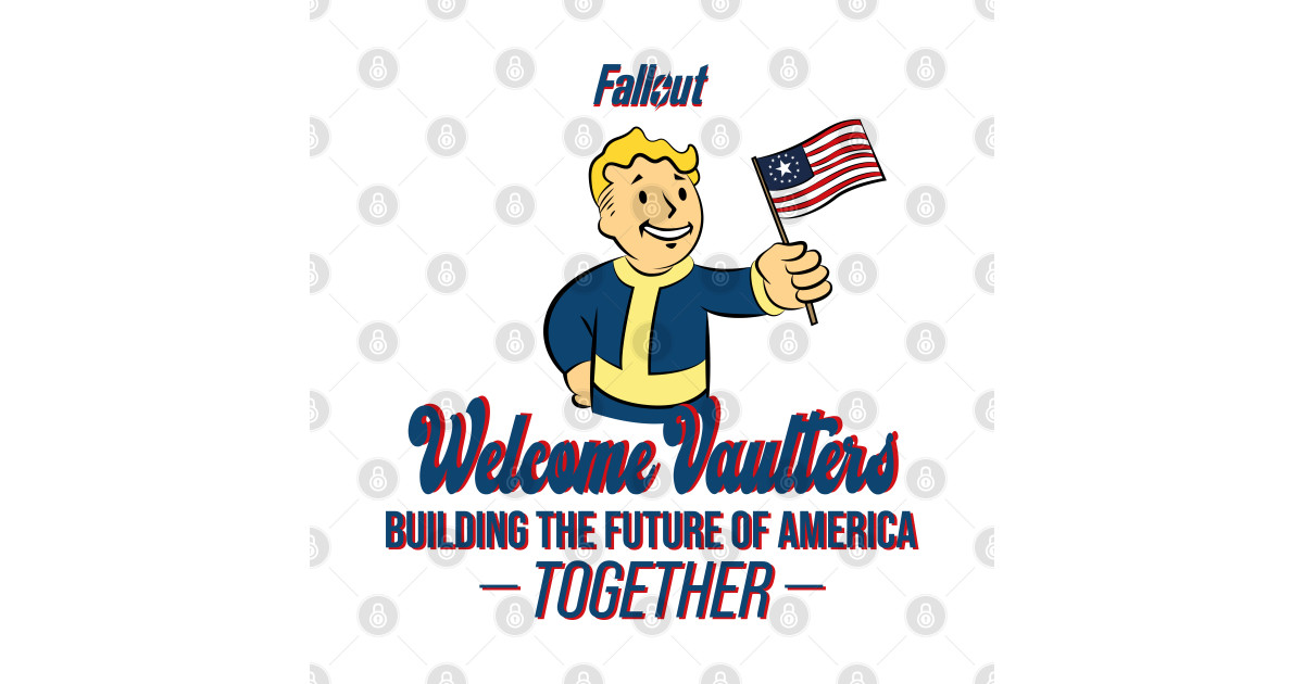 FALLOUT: WELCOME VAULTERS WHITE VERSION - Fallout - T-Shirt | TeePublic