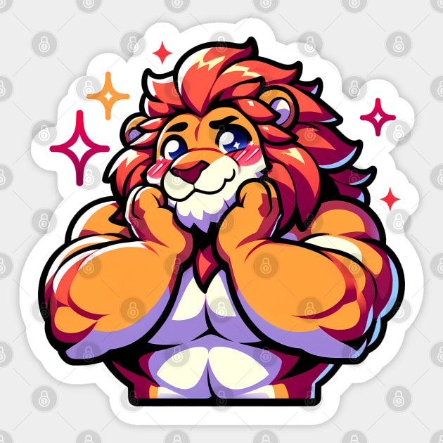 Blushing UwU Furry Anthro Lion Art - Furry - Sticker | TeePublic