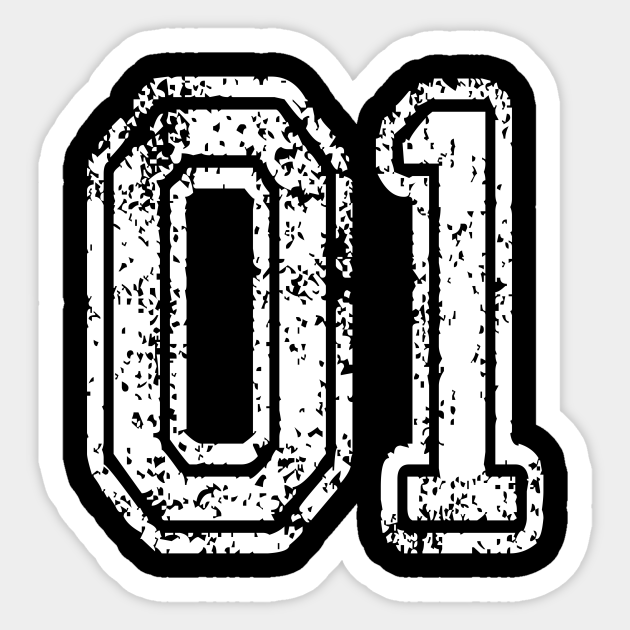 Number 01 Grungy in white - 01 - Sticker | TeePublic
