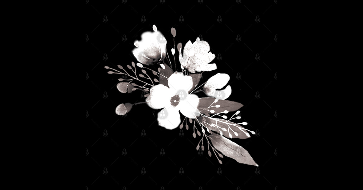Romantic Floral 1 - BW2 - Full Size Image - Romantic - Sticker | TeePublic