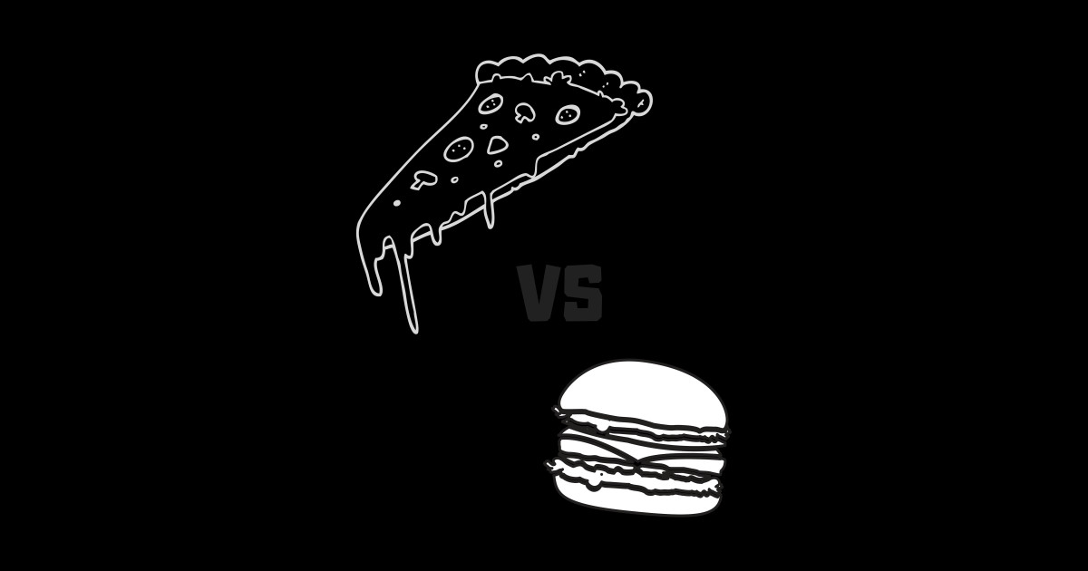 PIZZA V BURGER BW - Pizza Vs Burger - Sticker | TeePublic