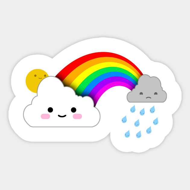 Super Cute Clouds and Rainbow - Cute - Sticker | TeePublic